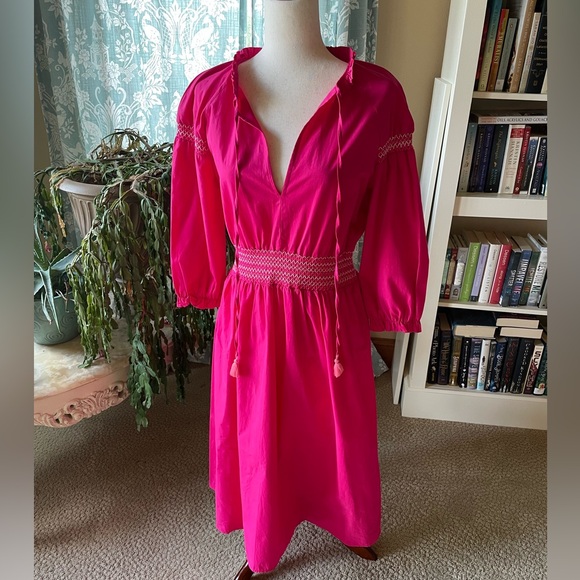 Zara | Dresses | Zara Hot Pink Boho Dress | Poshmark
